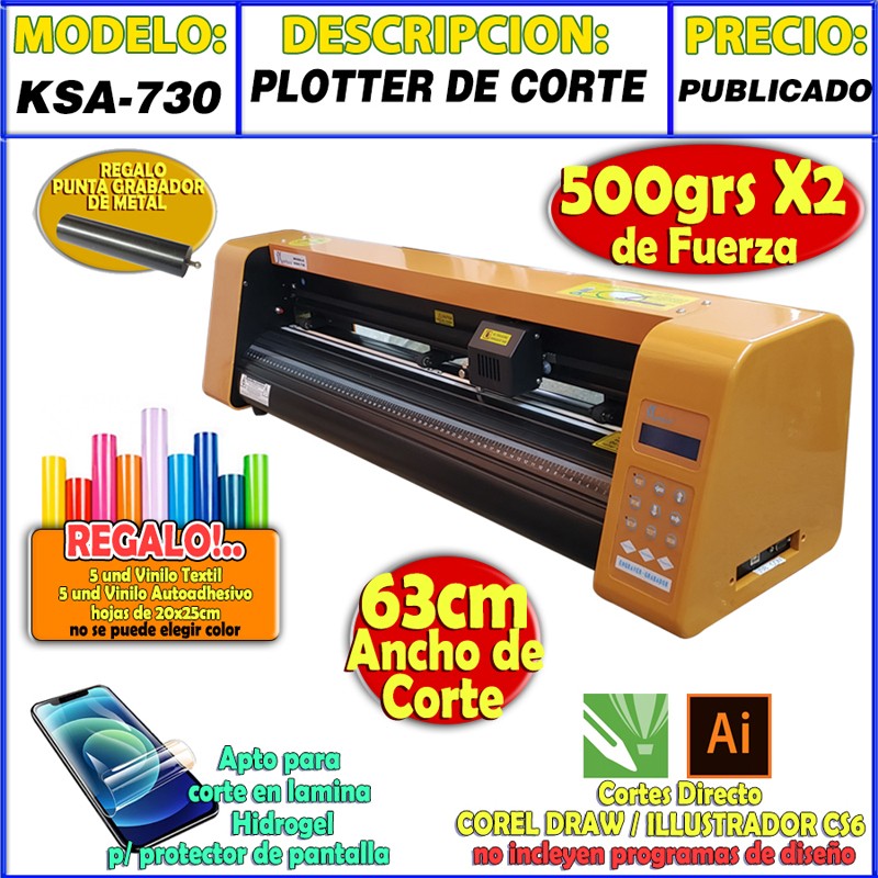 KSA-730, Plotter de Corte Contornos Manual Corel Draw, 60cm Ancho | Moritzu